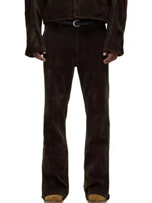Hudson Jeans Walker Faux Suede Trousers - Dark Brown