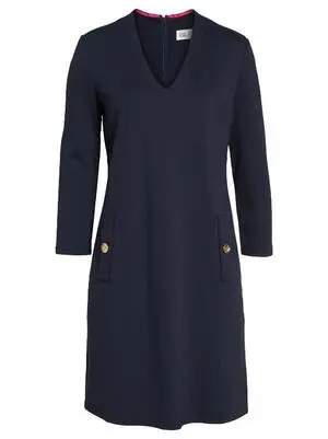 Eliza J Button Pockets Ponte A-line Dress - Navy