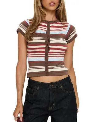 Princess Polly Norelai Striped Short Sleeve Knit Top - Multi Stripe