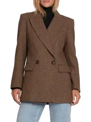 BELLE & BLOOM Double Breasted Plaid Blazer - Brown