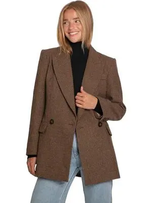 BELLE & BLOOM Belle & Bloom Double Breasted Plaid Blazer Brown