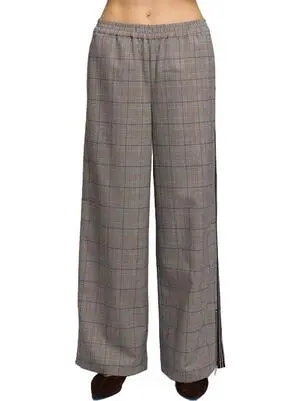 CENTRAL PARK WEST Central Park West Plaid Wide-Leg Track Pants