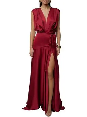 JLUXLABEL Amalia Satin Maxi Dress - Red