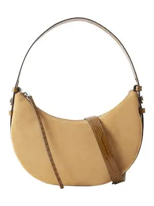 Tory Burch Romy Leather-trimmed Suede Shoulder Bag - Tan