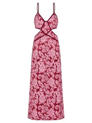 Mind Traveler Ona Dress Floral Print Maxi With Cut-out Detail - Pink