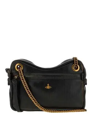 VIVIENNE WESTWOOD Leather Medium Dolce Shoulder Bag - Black