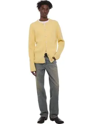 Helmut Lang Ribbed Crewneck Cardigan - Sunlight