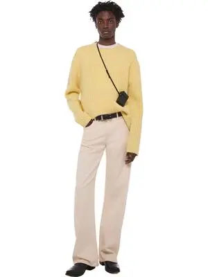 Helmut Lang Helmut Lang Ribbed Crewneck Sweater In Rustic Wool Sunlight