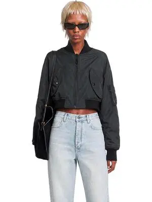 Balenciaga Cropped Bomber Jacket In Technical Faille - Black
