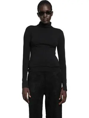 THOM KROM Stretch Cotton Modal Turtleneck Top
