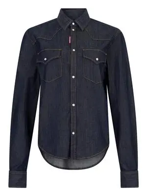 Dsquared2 Dark Rinse Wash Western Shirt - Blue
