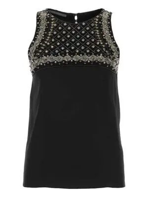 Alberta Ferretti Embellished Sleeveless Crewneck Blouse - Black