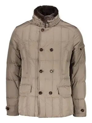 MOORER Double-breasted Padded Jacket With Logo Detail - Beige