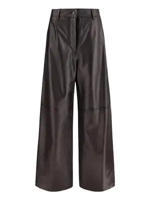 P.a.r.o.s.h Wide-leg Leather Trousers - Brown