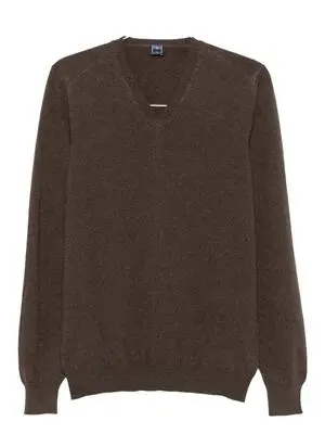 Fedeli V-neck Long Sleeve Sweater - Brown