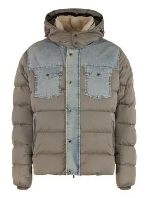 MOORER Moorer Teve Hooded Down Jacket With Denim Trim Gray