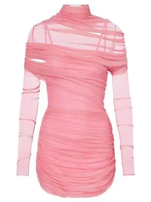 Christopher Esber Christo Ruched Sheer Silk Minidress - Pink