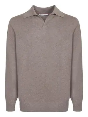 Brunello Cucinelli Polo-neck Knitted Jumper - Gray