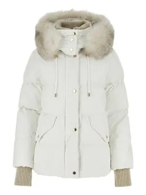 MOORER Puffer Jacket With Fur Trim - White