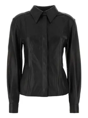 Alberta Ferretti Gloss Leather Shirt - Black