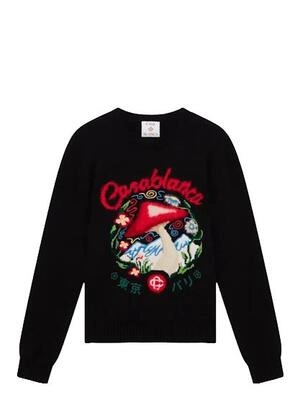 Casablanca Cotton Embroidered Mushroom Jumper - Black