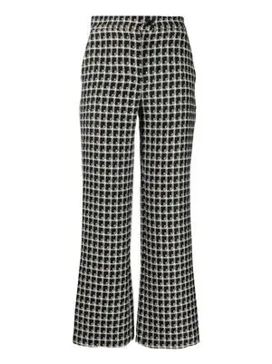 Alberta Ferretti Cropped Wide-leg Patterned Pants - Black