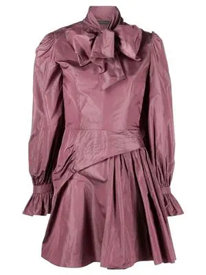 Alberta Ferretti Pussy-bow Pleated Mini Dress - Pink