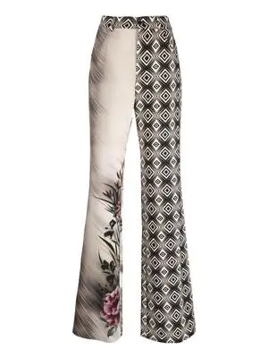 Alberta Ferretti High-waist Printed Flare Trousers - Black