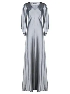 Alberta Ferretti Satin Long-sleeve Gown - Gray
