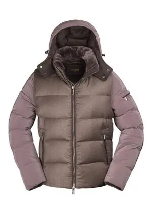 MOORER Casciano Padded Jacket With Detachable Hood And Sleeves - Cocoa