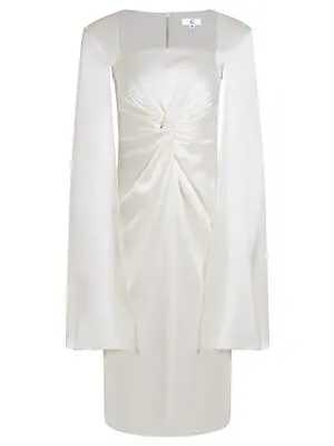 THE GT ATELIER Satin Drape Midi Dress - White