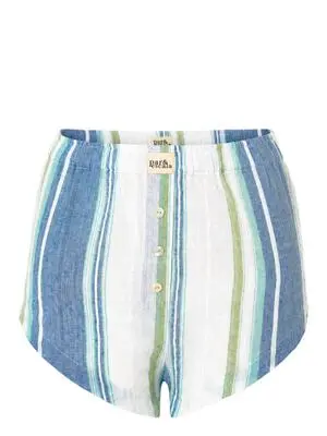 PAR Y ESCALA Adrie Striped Cotton Shorts - Blue/green