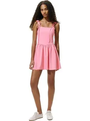 H&M Flared-skirt Tie-detail Dress - Pink