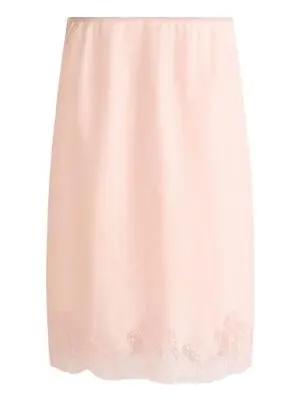 H&M Lace-trimmed Ramie Skirt - Light Pink