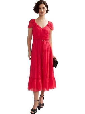 PHASE EIGHT Jen Gathered V-neck Midi Dress - Pink