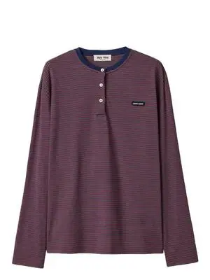 Miu Miu Striped Long Sleeve Jersey Tee - Multi
