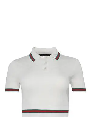 GUCCI Gg Extra Fine Cotton Jacquard Polo Shirt White