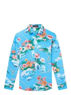 Gucci Printed Fluid Long Sleeve Shirt - Blue