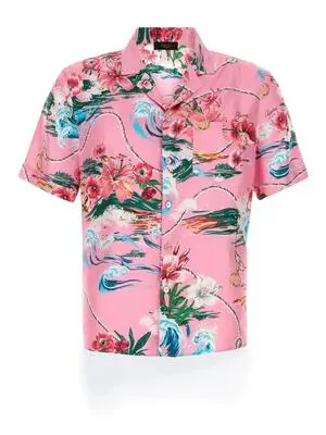 Gucci Printed Silk Twill Bowling Shirt - Pink