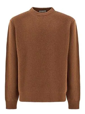 Canali Light Wool And Cashmere Crew Neck Sweater - Brown