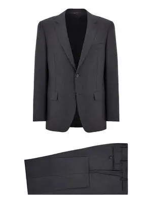 Canali Anthracite 160's Wool Birdseye Motif Regular-fit Suit - Grey