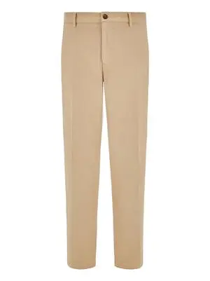 Canali Sand-colored Comfort Cotton Gabardine Chinos - Yellow