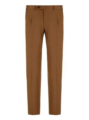 Canali Regular-fit Wool Flannel Travel Pants - Brown