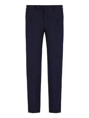 Canali Navy Wool Flannel Regular-fit Trousers - Blue