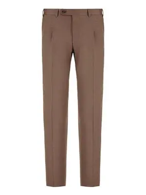 Canali Regular-fit Wool Flannel Trousers - Brown