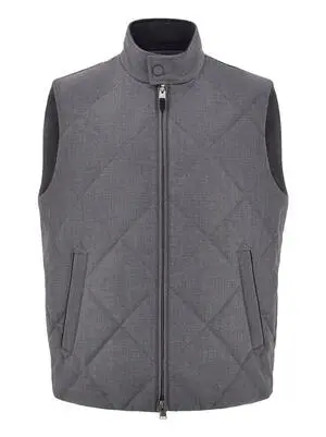 Canali Quilted Vest With High Collar - Grey