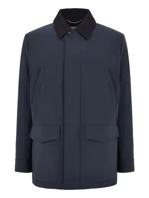 Canali Technical Fabric Lightweight Jacket With Drawstring Waist - Blue