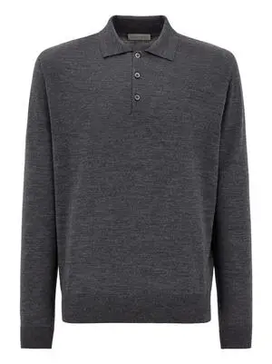 Canali Nuvola Anthracite Seamless Merino Wool Polo Shirt - Grey
