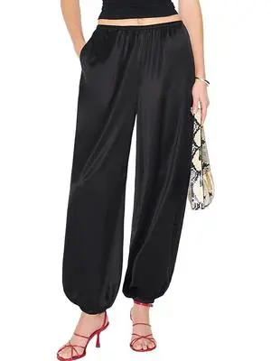 REFORMATION Aven Satin Pants - Black