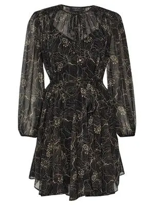 EXQUISE Abina Long Sleeve Mini Dress - Black